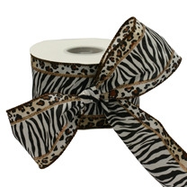 Black/White Ronette Animal Print Satin Ribbon